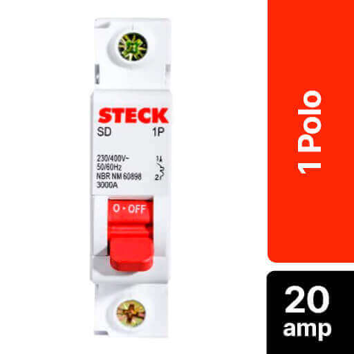 Disjuntor Unipolar Din 20A 1P Curva C 3Ka Sdd61C20 - Tul